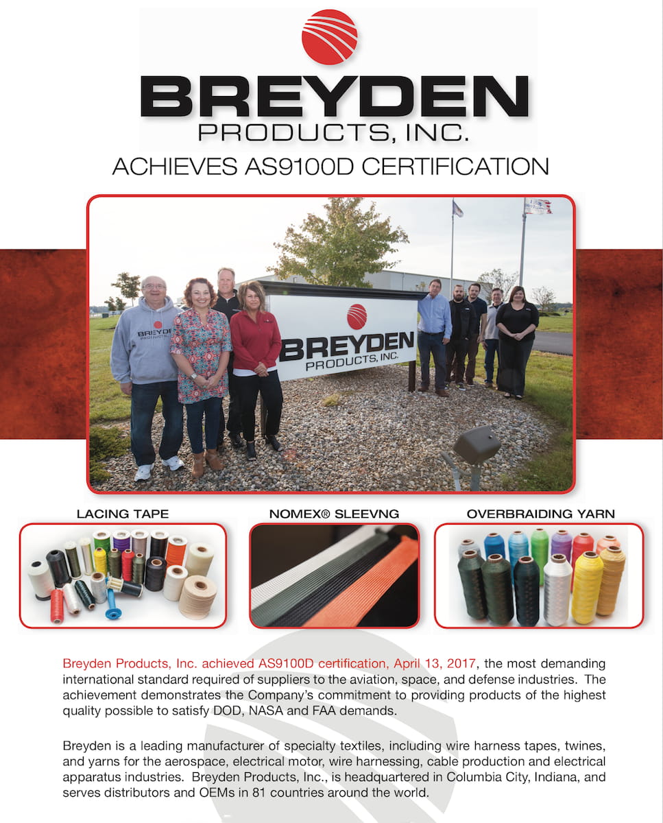 Breyden Products Achieves AS9100D Certification - Breyden Products, LLC