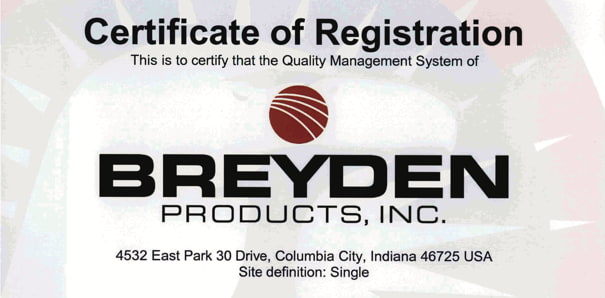 Breyden Maintains AS9100 Certification - Breyden Products, LLC